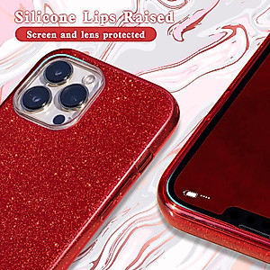 MATEPROX Compatible with iPhone 14 Pro Max Case Bling Sparkle Cute Girls Women Protective Christmas Cases Cover for iPhone 14 Pro Max 6.7" 2022 (Red)