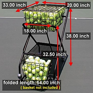 Oncourt Offcourt Tennis Ball Cart – 250 Ball Capacity/Full-Sized Traveling Cart/Comes with Removable Divider