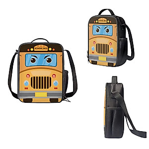 PCSJRKG School Bus Backpack Lightweight Children's Cartoon Backpack Set with Lunch Bag, Knapsack Set for Girls and Boys, Large Casual School Bag Set for Primary School Students