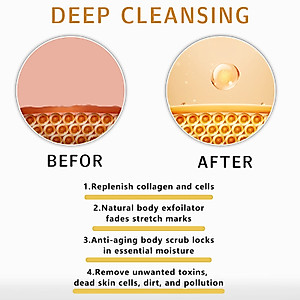 Seed Spring 24K Gold & Sugar Body Scrub - Exfoliating Body Scrub - Moisturizing & Deep Cleansing - Remove Dead Skins - Anti Aging Hydrating Body Scrub for Women Men - 10 oz