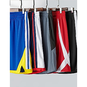 5 Pack Men's Quick Dry Athletic Shorts with Pockets Elastic Waist Activewear for Workout Gym Basketball (Set 3, XX- Large)