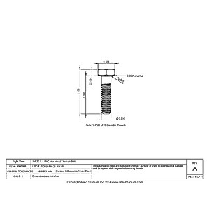 Allied Titanium 0000988, (Pack of 12) 1/4-20 X 1 UNC Titanium Hex Head Bolt, Grade 2 (CP)