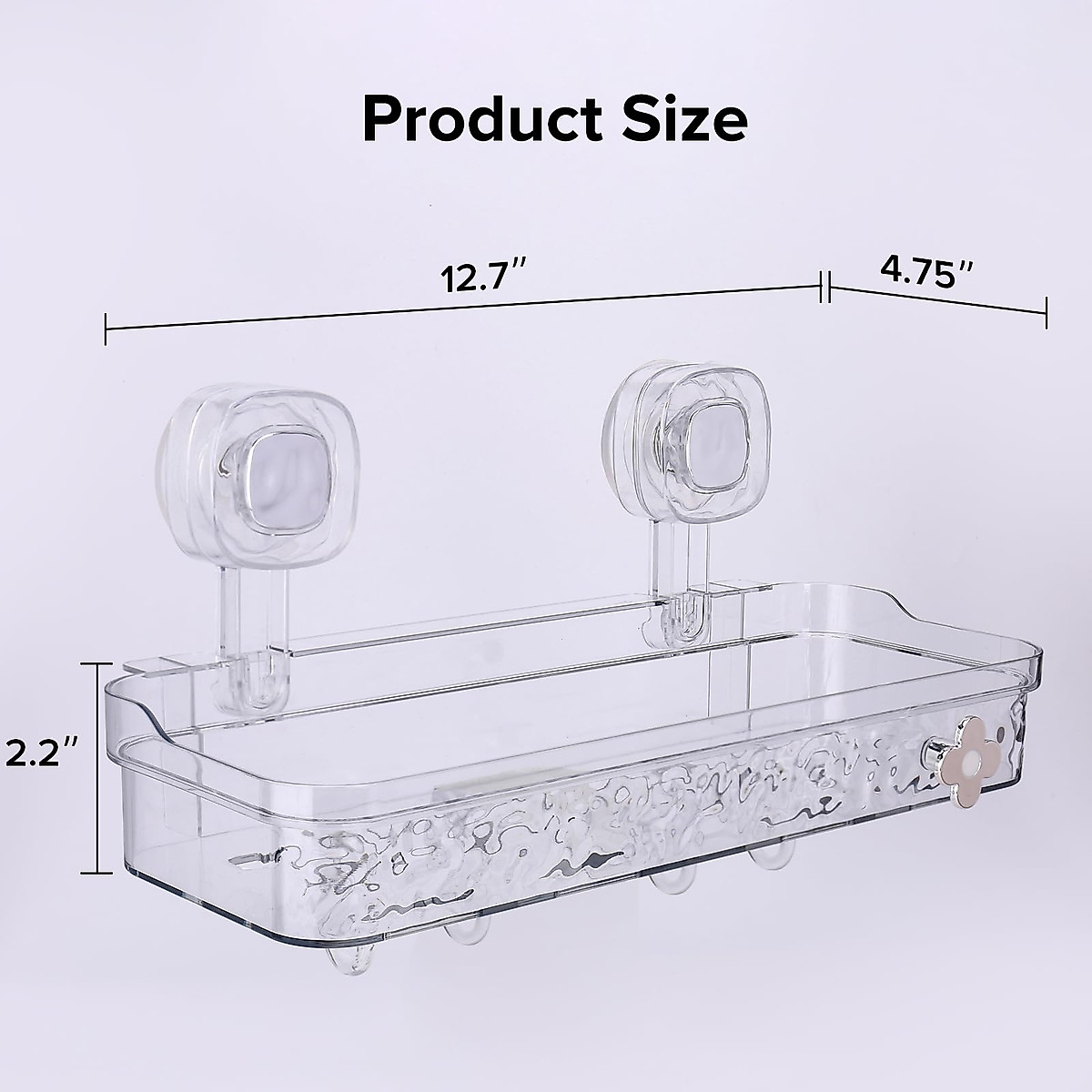 SPACEKEEPER Shower Caddy Corner Bathroom Shower Organizer with Hooks, Suction Cup Shower Shelf Light Luxury Style Punch-Free Wall Caddy Removable Storage Rack for Bathroom, Dorm and Kitchen, 2 Pack