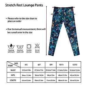 BYCHECAR Sea Turtle Athletic Leggings for Girls Toddler Size 4t-5t Stretch Yoga Dance Tights Kids Sports Workout Compression Skinny Pants Tummy Control