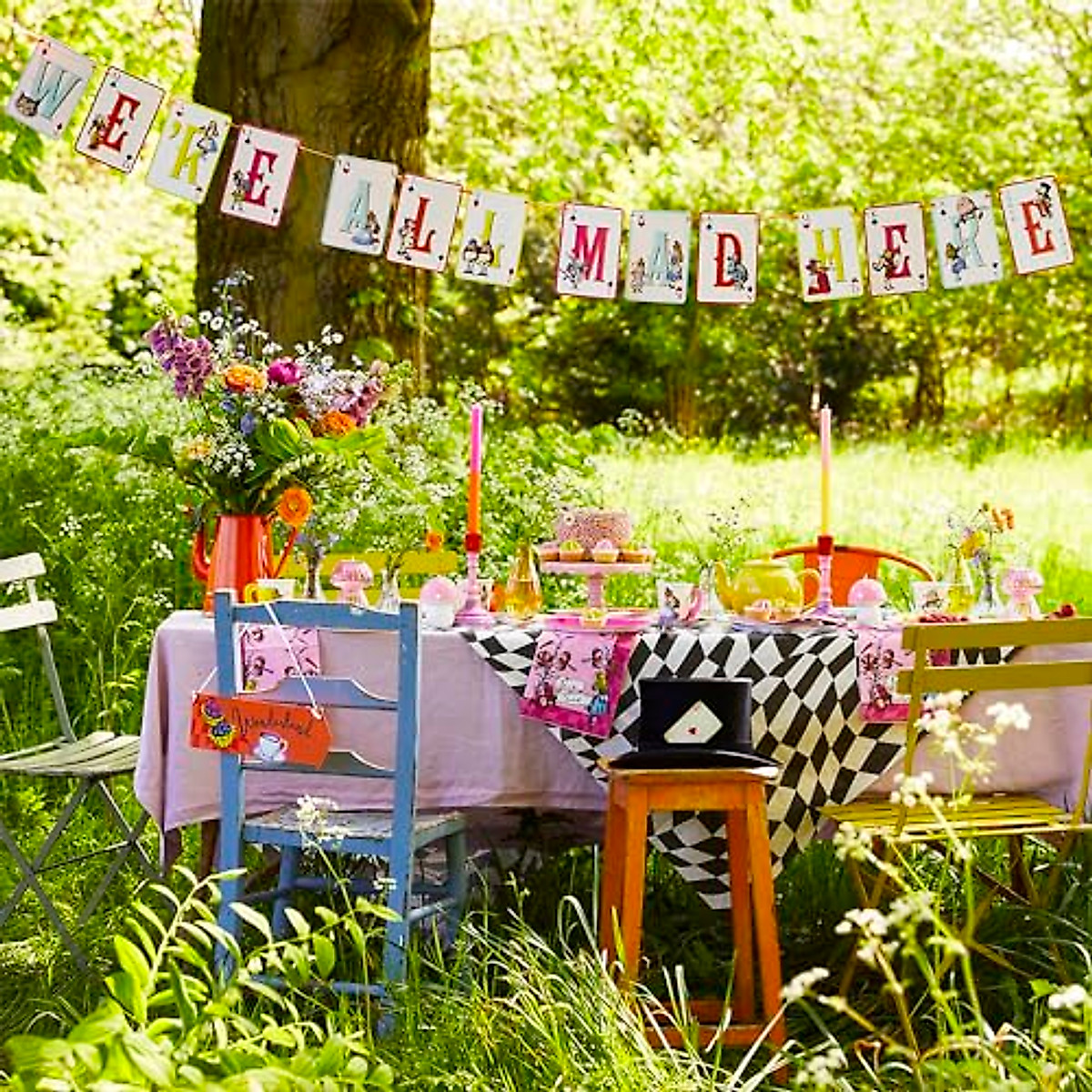 Talking Tables | 12 x Alice in Wonderland Cup and Saucer Set, Onderland 1st First Birthday Party Supplies | Mad Hatter Afternoon Tea Party Decorations For Kids Baby Shower, Weddings