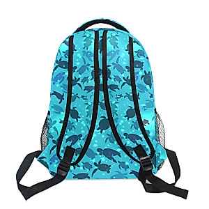 Qilmy Sea Turtle Laptop Backpack Waterproof College Students Bookbags Middle School Bookbag Computer Daypack for Teen Boys Girls