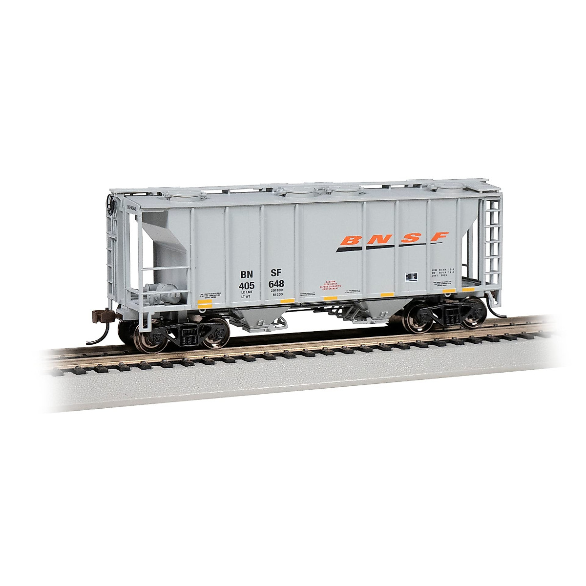 Bachmann Trains - PS-2 Two Bay Covered Hopper - Late Version - BNSF #405648 - Gray - HO Scale