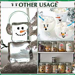 58 Pieces Snowman Decals PVC Face Stickers Christmas Wall Decor Stickers Glass Blocks Holiday Decals Snowman Hats Stickers Cute Snowman Face Decals for Home Wall Door Refrigerator Party Decoration