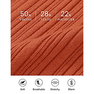 HAEOF Womens 2023 Fall Lightweight Sweaters Long Sleeve Thermal T Shirts Trendy Ribbed Fitted Dressy Casual Tops(RustRed, M)