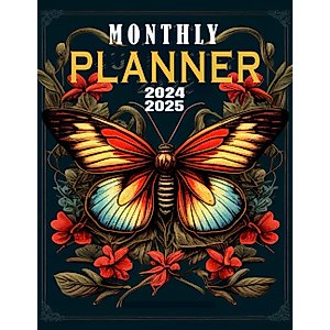 2024-2025 Monthly Planner: Stay on Top of Your Busy Schedule with Our Comprehensive Large Vintage Butterfly & Floral Two 2 Year Agenda Organizer Diary