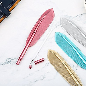 Frienda 12 Pieces Feather Gel Ink Rollerball Pens Feather Ballpoint Black Ink Pens, 0.38 mm Point