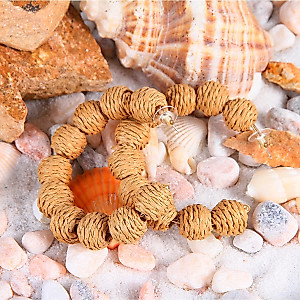 Exaggerated retro rattan big earrings lightweight geometric shape bohemian earrings handmade straw wicker woven big circle 925 silver hoop earrings for women and girls (Rattan Earrings)