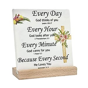 Urbcent Religious Gifts for Women Friends Christian Gifts for Pastor Bible Saying Desk Decor for Women God Gifts Desk 6”x6” Decorative Plaque with Wooden Stand