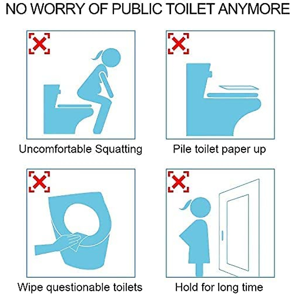 NEAGLORY 100 Pack Disposable Plastic Toilet Seat Cover Waterproof and Non Slip Individually Wrapped, for Travel, Toilet Seat Protectors for Toddler Potty Training, Pregnant Mom, Adult