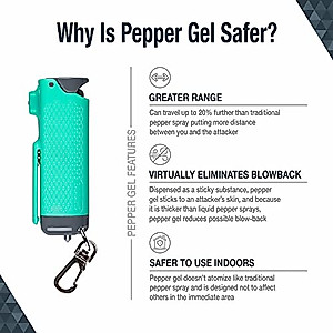 SABRE RED Safe Escape, 3-in-1 Car Safety Tool - Seat Belt Cutter and Window Glass Breaker, Maximum Police Strength Pepper Gel Increases Accuracy, 25 Bursts, with Key Chain Snap Clip