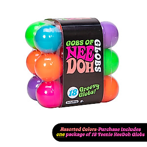 Schylling NeeDoh Teenie Gobs of Globs - Sensory Squeeze Toy - Contains 18 Mini Groovy Globs - 1.25" Wide - Multicolored