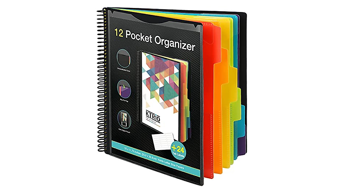 KTRIO 12 Pocket Poly Project Organizer - Durable Multi-Pocket Folder