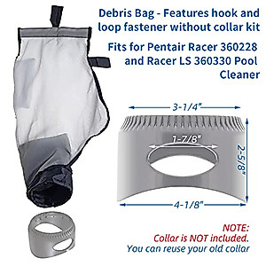 360240 Racer Pool Cleaner Debris Bag Kit/with Hook & Loop Fastener, for Pentair Racer 360228 & Racer LS 360330 Kreepy Krauly Automatic Pool Vacuum Cleaner Replacement Parts (1 Pack)
