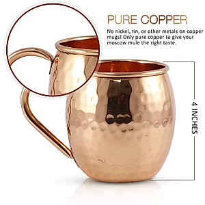 BOLD & DIVINE Authentic Moscow Mule Copper Mugs | Solid 100% Copper Cups Set w/ 4 Straws, 1 Shot Glass, 1 Spoon | Set of 4 (16oz)