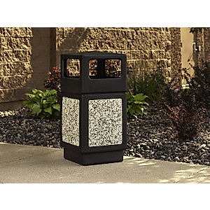 Safco Products Canmeleon Outdoor/Indoor Aggregate Panel Trash Can 9472NC, Black, Natural Stone Panels, Outdoor/Indoor Use, 38-Gallon Capacity