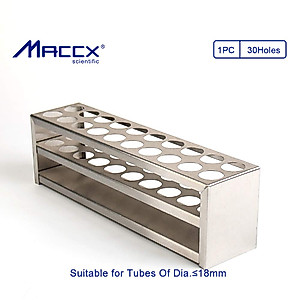Maccx Tube Rack, Stainless Steel Material, 30Holes(3×10), Suitable for Tubes of Dia.≤18mm, TTR030-18-001