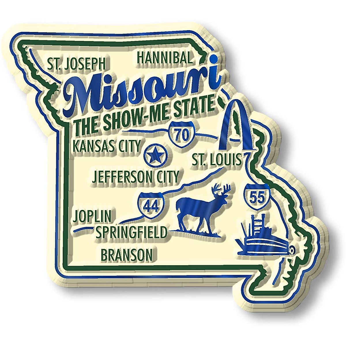 Missouri Premium State Magnet by Classic Magnets, 2.6" x 2.3", Collectible Souvenirs Made in The USA