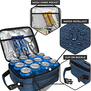 opux Insulated Lunch Box for Adult Men Women, Thermal Lunch Bag for Kids Boys Girls Teens, Soft Compact Lunch Cooler Bag for Work School Picnic, Reusable Small Lunchbox Lunch Pail Kit (Navy)