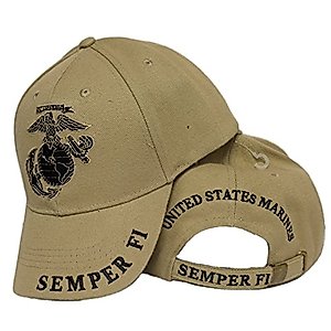 U.S Marine USMC Semper Fi Logo Eagle Embridered Cap Hat Beige
