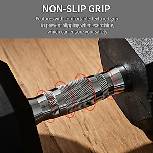 Soozier 2 x 45lbs Hex Dumbbell Set of 2, Rubber Weights Exercise Fitness Dumbbell with Non-Slip Handles, Anti-roll, for Women or Men Home Gym Workout