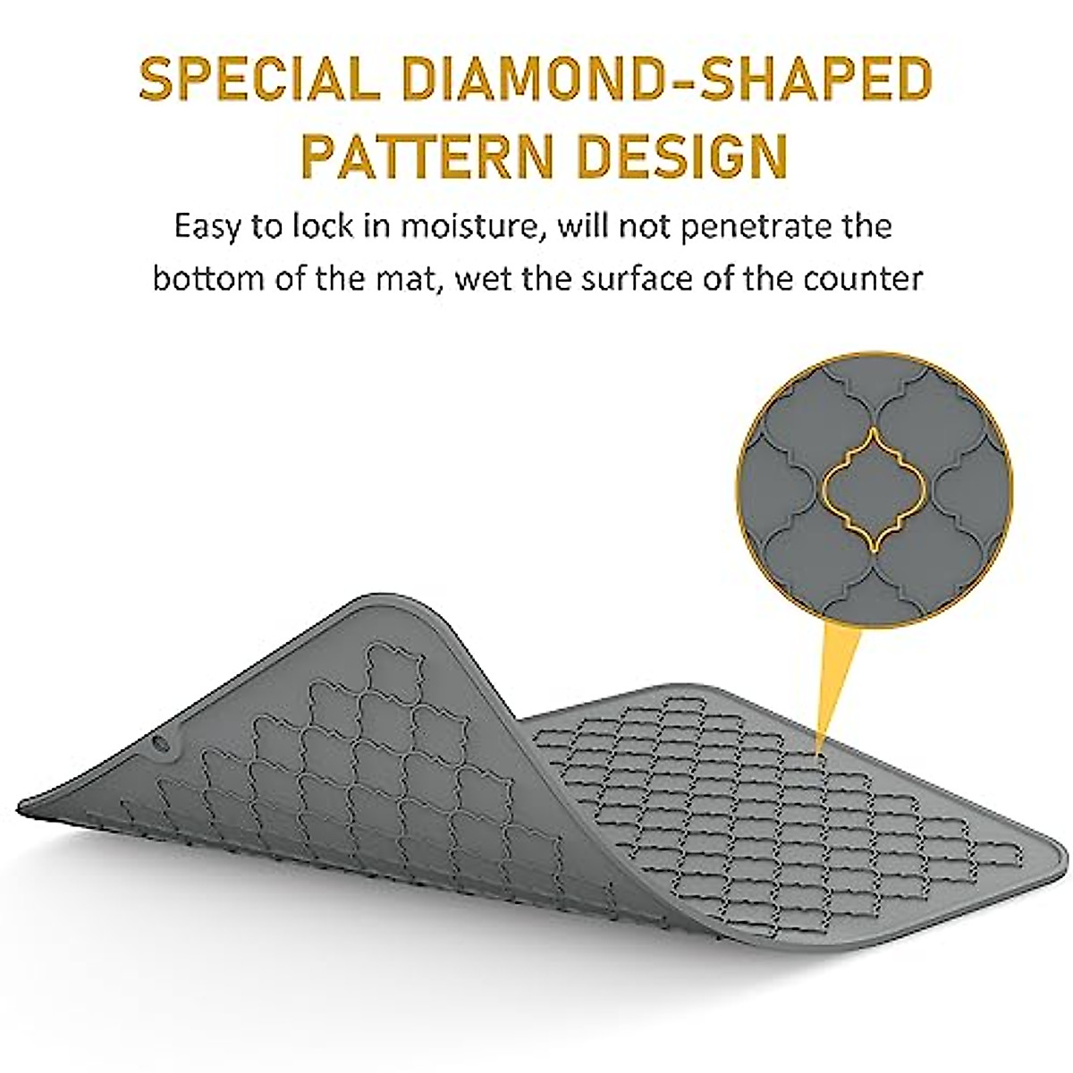 Silicone Dish Drying Mat,EG-SIPRO Thickened High Purity Silicone Drying Mat Heat Resistance Kitchen Drying Mat Silicone Dish Mat Gray Dish Drying Mat for Kitchen Counter(16"x12"-2 PCS)