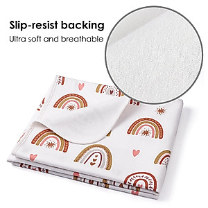 ROCCED Baby Bed Pad Waterproof Washable Reusable 31"x40" Large Toddler Mattress Protector Incontinence Pads Sheet Cover Underpads for Kids Adults and Pets Potty Training Mat-Rainbow