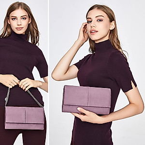 Ava&Lina Clutch Purse for Women Evening Handbags Formal Clutch Party Purse Large Envelope Faux Suede Clutch Purple