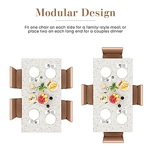 Hooseng Dining Table Set for 4, Space Saving Kitchen Table and Chairs Set of 4, 5 Pieces Faux Marble Dinette Dining Room Furniture Set with 4 Leather Chairs for Small Space, Khaki