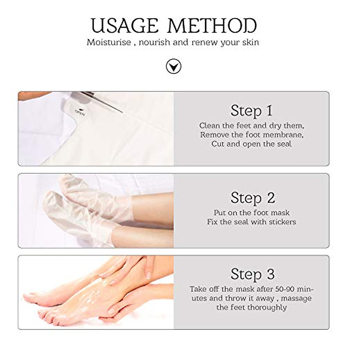 Foot Peel Mask, 3 Pairs Foot Mask- Repair Heels & Removes Dry Dead Skin for Our Feet - Exfoliating Foot Peel Mask for Hard Skin (Aloe Vera)