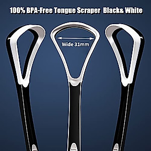 Plastic Dental Tongue Scraper Cleaner Brush Black 2 Pack
