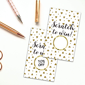 50 Golden Heart Blank Gift Certificate Scratch Off Cards Vouchers for Birthday, Small Business, Restaurant, Spa Beauty Makeup Hair Salon, Wedding Bridal, Baby Shower, Holiday, Christmas Favors Games.
