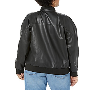 The Drop Women's Iman Vegan Leather Bomber, Black, M
