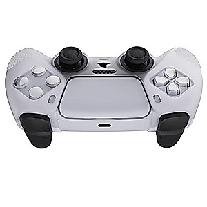 eXtremeRate PlayVital Clear White 3D Studded Edition Anti-Slip Silicone Cover Skin for ps5 Controller, Soft Rubber Case for ps5 Wireless Controller with 6 Clear White Thumb Grip Caps