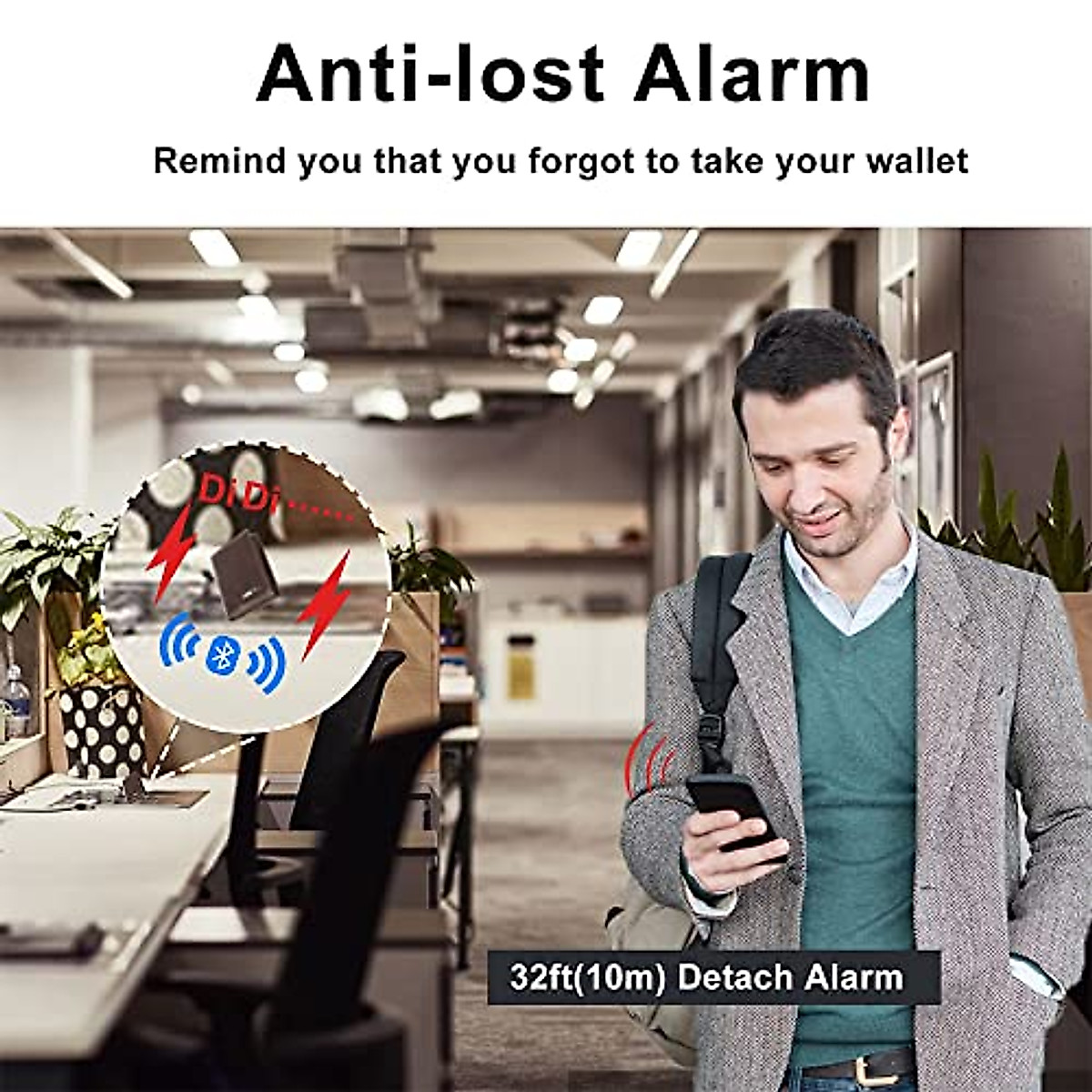 SMART LB Anti-Lost Bluetooth Wallet Tracker & Finder GPS Position Locator Mens Slim Minimalist Credit Card Holder Large Capacity dad Wallet with Zipper Gifts with Box…