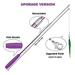 11 Pack Cat Toys Interactive Cat Feather Toys, 2 Retractable Cat Toy Wand, Variety 7 Worms and 1 Catnip Fish Teaser Refills with Bells, Kitten Toys Assortments Fun for Indoor Cats, 1 Replacement Line