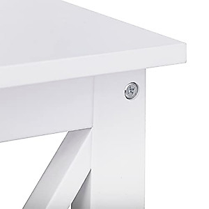 ZENY End Table, Sofa Side End Storage Shelf, Versatile X-Design Wooden Side Table, Living Room, Bedroom, Office Furniture, White