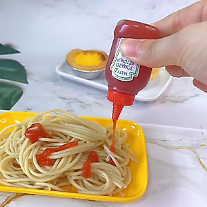 HYMAOME 4pcs Mini Condiment Squeeze Bottle Ketchup/Soy Sauce/Honey/Salad Dressing Container Portable Reusable Lunchbox Dispensers with Screw Cap,25ml