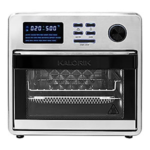 Kalorik MAXX Digital Air Fryer Oven, 16 Quart, 9-in-1 Countertop Toaster Oven and Air Fryer Combo, 21 Smart Presets, 9 Easy-to-Clean Accessories, 1600W, Stainless Steel