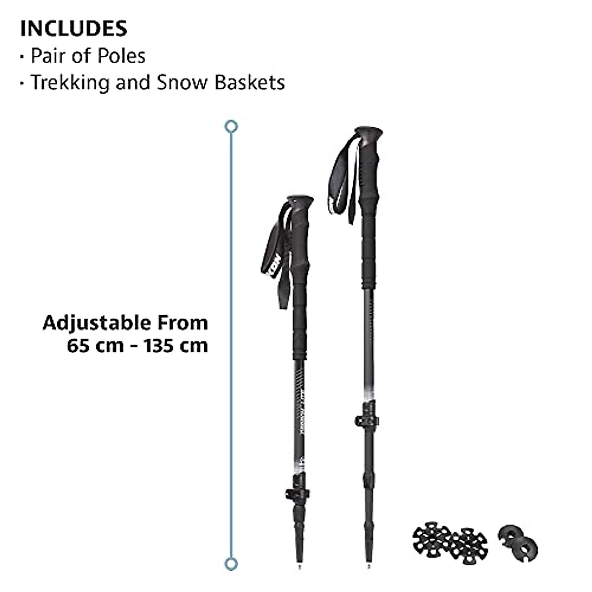 Yukon Charlie's Carbon Lite Trekking Poles, Fast Lock Adjustment System, Trekking and Snow Baskets Included