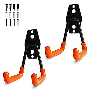 Garage Storage Utility Hooks, Wall Mount Hanging Hooks, Steel U-Hooks Tool Organizer Holder, 2-Pack