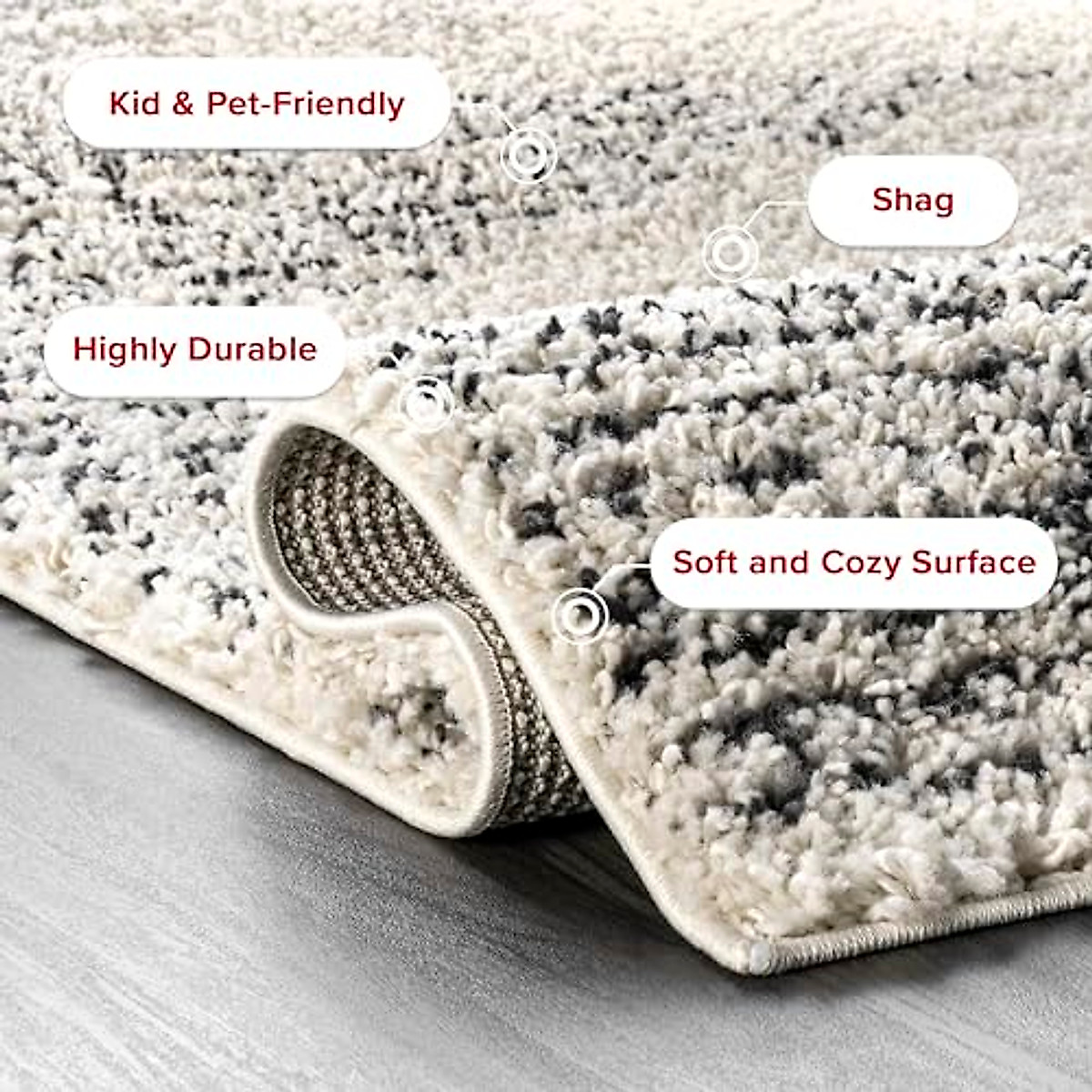 nuLOOM Scarlette Abstract Diamond Shag Area Rug, 9x12, Off-white