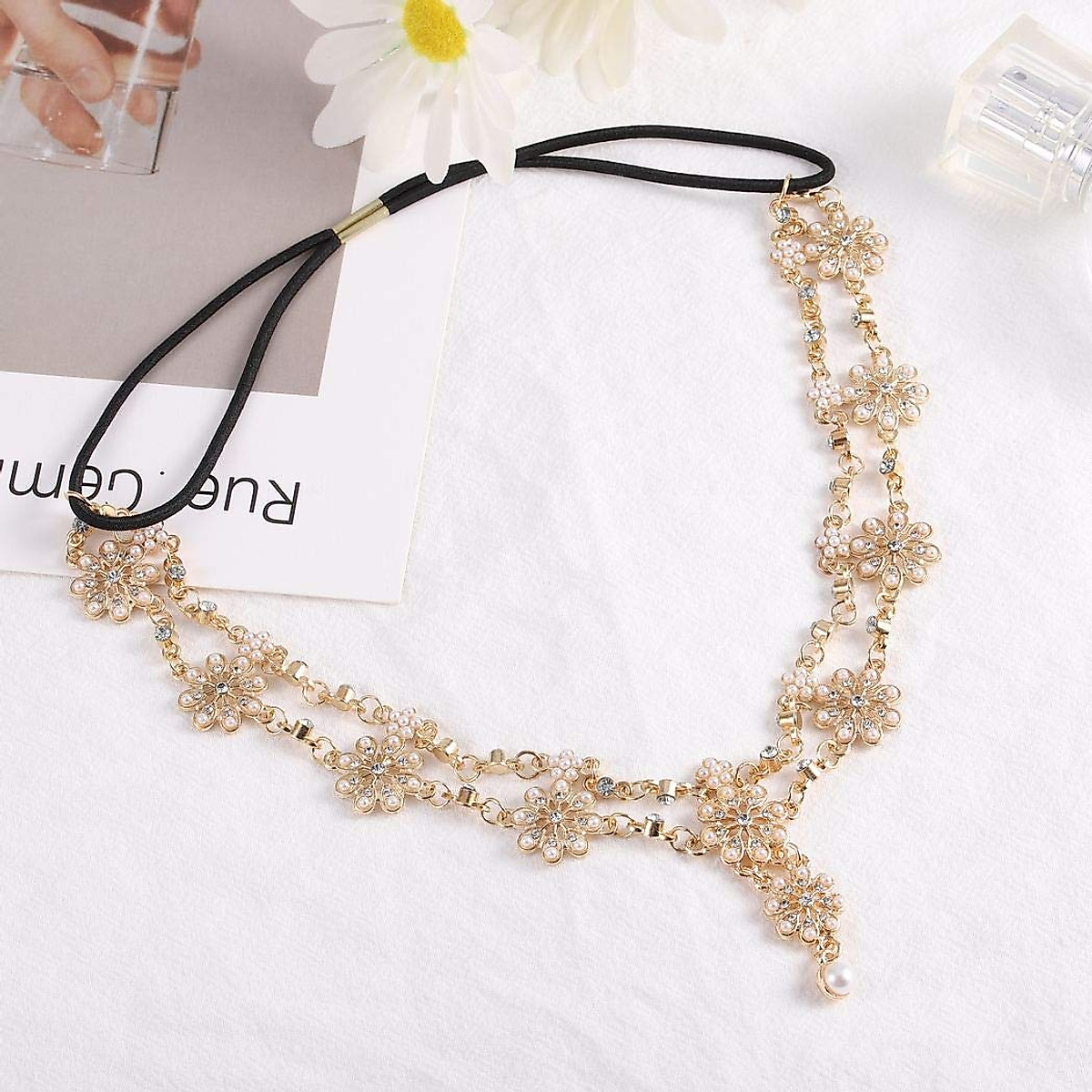 Blindery Gold Head Chain Jewerly Rhinestone Hair Headpiece Wedding Headband Chain Crystal Hair Accessories for Women