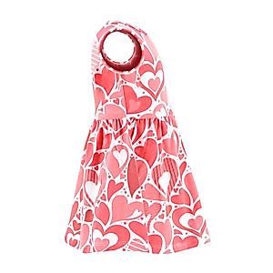 Unique Baby Girls Red Double Hearts Party Dress (6Y, Red)