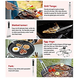 Grill Accessories Kit,Upgrade 42pcs Flat Top Griddle Accessories Set for Blackstone and Camp Chef,Spatula,Scraper,Griddle Cleaning Kit Carry Bag for Hibachi Grill, Men Outdoor BBQ with Meat Injector