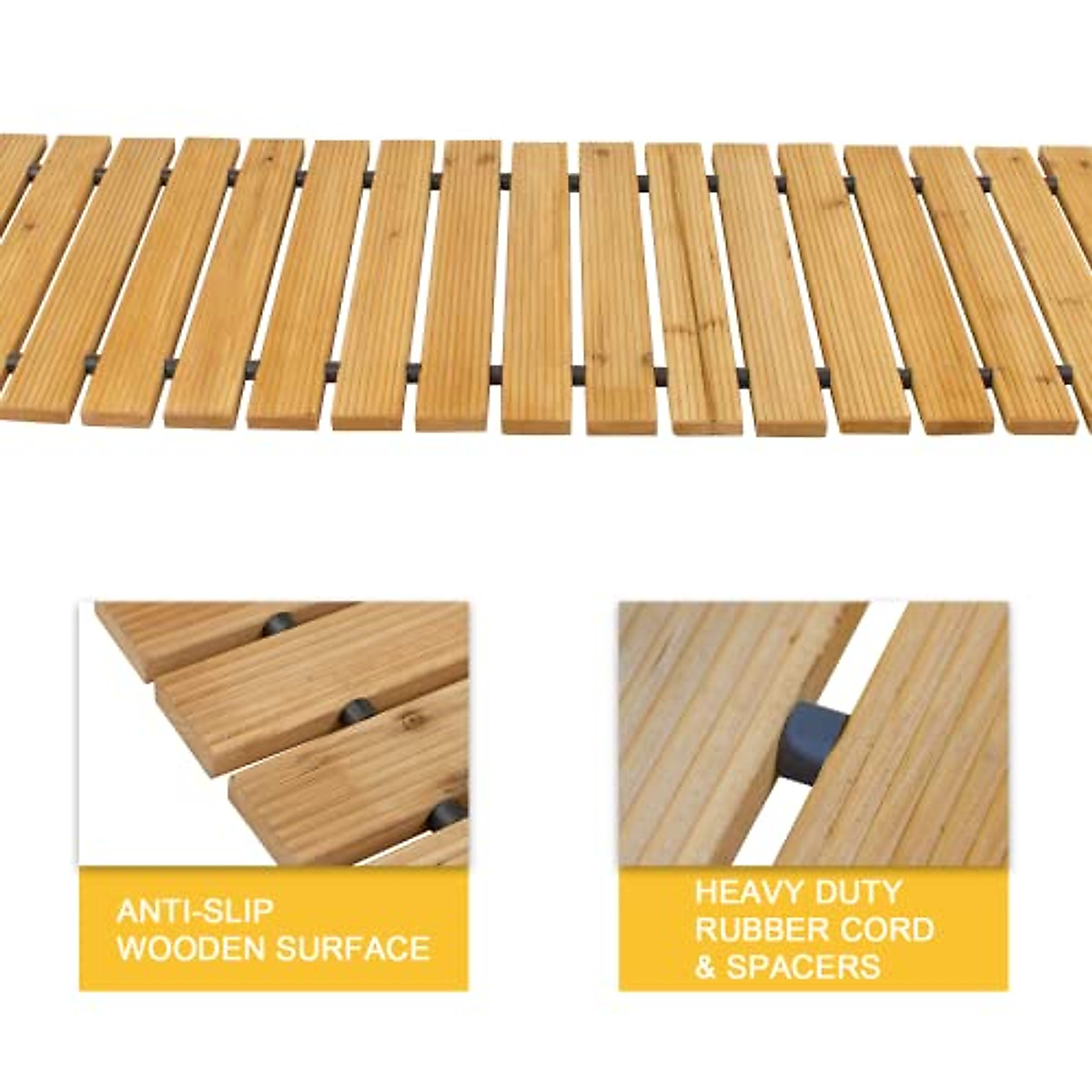 Wooden Pathway 8', Realife Roll Out Weather-Resistant Garden Cedar Walkway for Outside, Patio, Beach